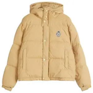 SPORTY & RICH Crown Logo Hooded Puffer Jacket - Beige