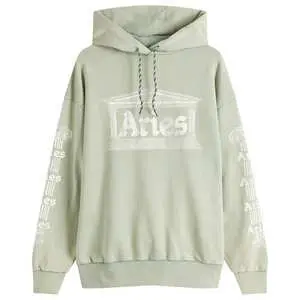Aries Aged Ancient Temple Hoodie - Green