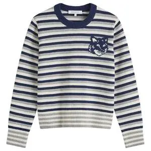 Maison Kitsuné Fox Head Intarsia Striped Jumper