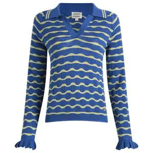 DAMSON MADDER Cotton Merino Blend Polo Jumper