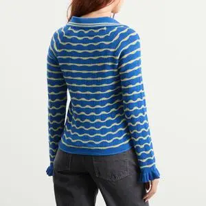 DAMSON MADDER Cotton Merino Blend Polo Jumper