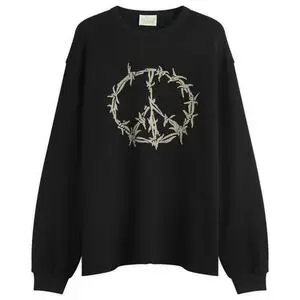 Aries Peace Press Gothic Waffle Long Sleeve T-shirt - Black