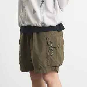 AND WANDER Oversized Cargo Shorts - Khaki