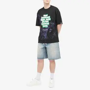 A BATHING APE Spray Print Slogan T-shirt - Black