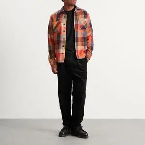 WAX LONDON Whiting Pike Check Overshirt - Orange Multi