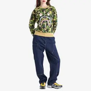 A BATHING APE Camo Shark Crew Sweatshirt