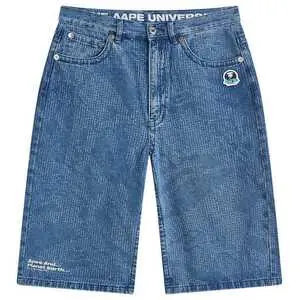 AAPE BY *A BATHING APE Aape Jacquard Denim Shorts - Light Blue