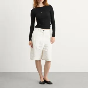 BASERANGE Heart Cut-out Long Sleeve Ribbed T-shirt