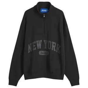 AWAKE NY Script Quarter Zip Sweatshirt - Black