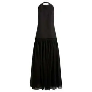 RÓHE Halterneck Pleated Maxi Dress - Black