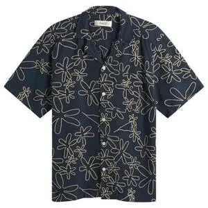 FORET Peer Embroidery Regular Fit Ss Shirt - Navy