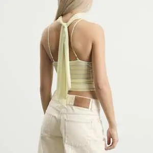 HOUSE OF SUNNY Striped Mesh Cami Top With Scarf