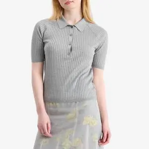 Acne Studios Kamanda Lightweight Base Layer Knitted Polo Top - Grey