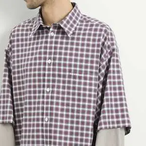 Balenciaga Check Poplin Double Layer Shirt