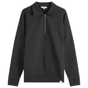 Norse Projects Ketel Relaxed Logo Half Zip Sweatshirt - Black