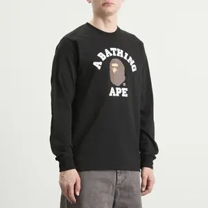 A BATHING APE Long Sleeve College T-shirt - Black