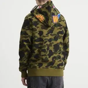 A BATHING APE 1st Camo Full Zip Shark Hoodie - Green