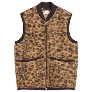 Universal Works Leopard Wool Fleece Gilet