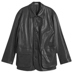 Auralee Textured Lamb Leather Blouson - Black