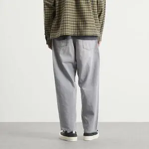 BEAMS Wide Pleated Taper Denim Jeans - Grey