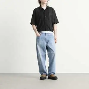 BEAMS Mesh Open Collar Shirt