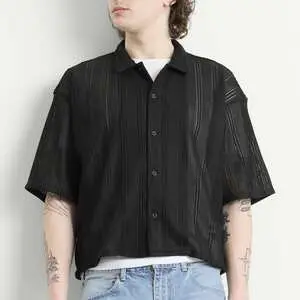 BEAMS Mesh Open Collar Shirt
