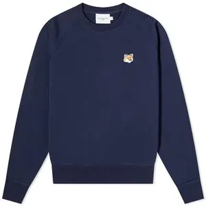Maison Kitsuné Fox Head Patch Adjusted Crew Sweat - Navy