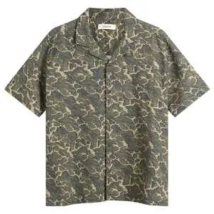 KESTIN Landscape Print Crammond Shirt - Olive