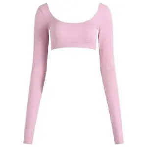 SKIMS Seamless Sheer Wool Long Sleeve Crop Top - Halite