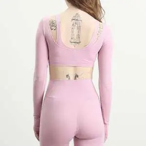 SKIMS Seamless Sheer Wool Long Sleeve Crop Top - Halite
