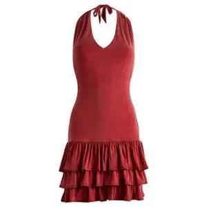 PEACHY DEN Kylie Halter Mini Dress - Red Sandstone