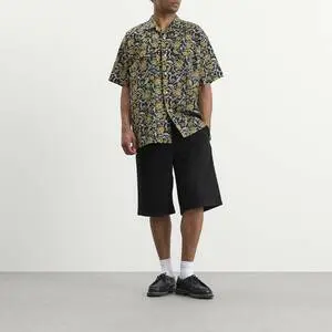 BEAMS Block Print Open Collar Shirt