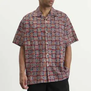 BEAMS Block Print Open Collar Shirt