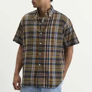 BEAMS Short Sleeve Button Down Madras Shirt