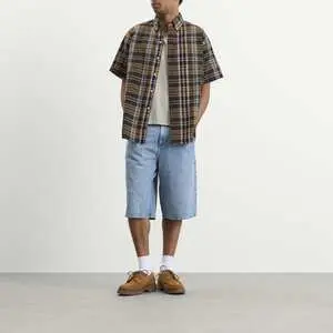 BEAMS Short Sleeve Button Down Madras Shirt