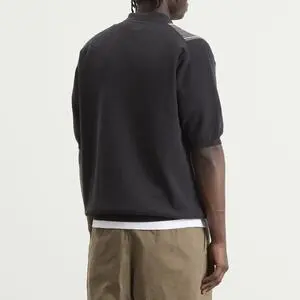 BEAMS Stripe Zip Knit Polo