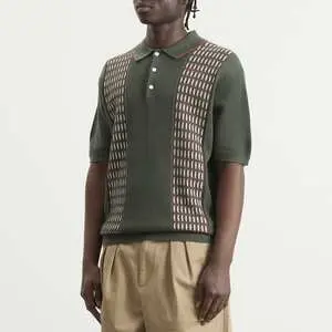 BEAMS Jacquard Stripe Knit Polo
