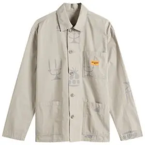 SERVICE WORKS Poplin Printed Chore Shirt - Stone