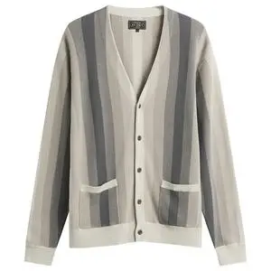 BEAMS Multi Stripe Cardigan - Grey