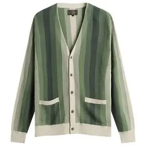 BEAMS Multi Stripe Cardigan - Green