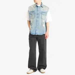 MAISON MARGIELA Sleeveless Distressed Denim Shirt