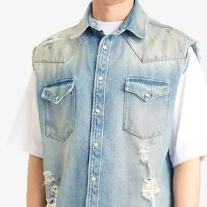 MAISON MARGIELA Sleeveless Distressed Denim Shirt