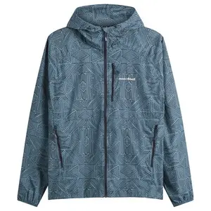 MONTBELL Wind Blast Print Hooded Jacket - Blue