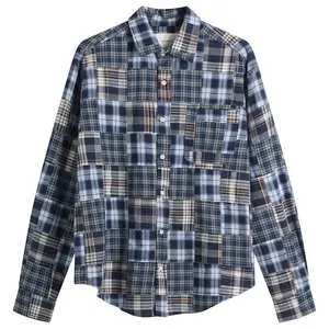 CAFÉ MOUNTAIN Patchwork Check Heritage Shirt - Blues