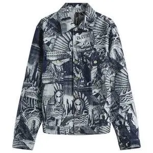 NO PROBLEMO Apocalypse Jacquard Trucker Jacket - Blue