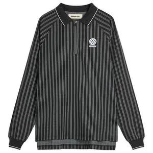 METALWOOD STUDIO Ribbed Long Sleeve Polo - Black