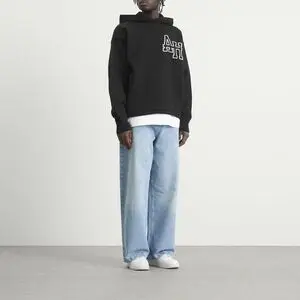 ANNIE HOOD Knitted Hoodie With Collegiate Logo - Black