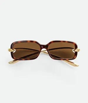 Bottega Veneta Knot Rectangular Sunglasses - Havana/brown