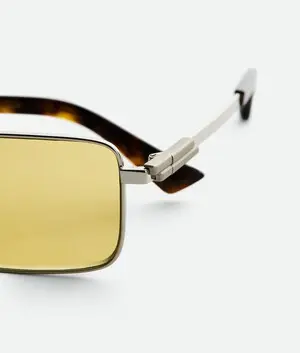 Bottega Veneta Classic Rectangular Sunglasses - Silver/yellow