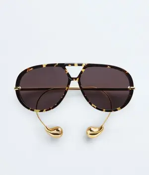Bottega Veneta Drop Aviator Sunglasses - Havana/grey